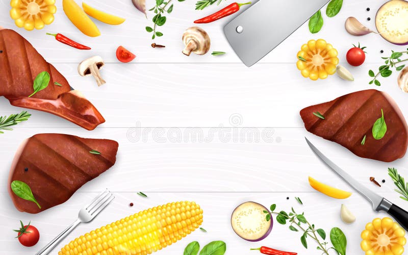 Roasted Meat Frame Composition Stock Vector - Illustration of barbecue ...