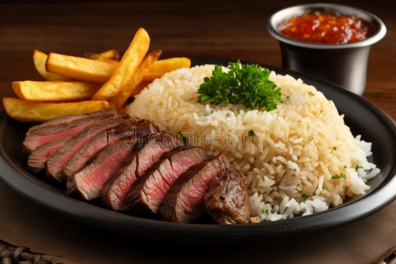 Roasted Meat Rice. Generate AI Stock Illustration - Illustration of ...