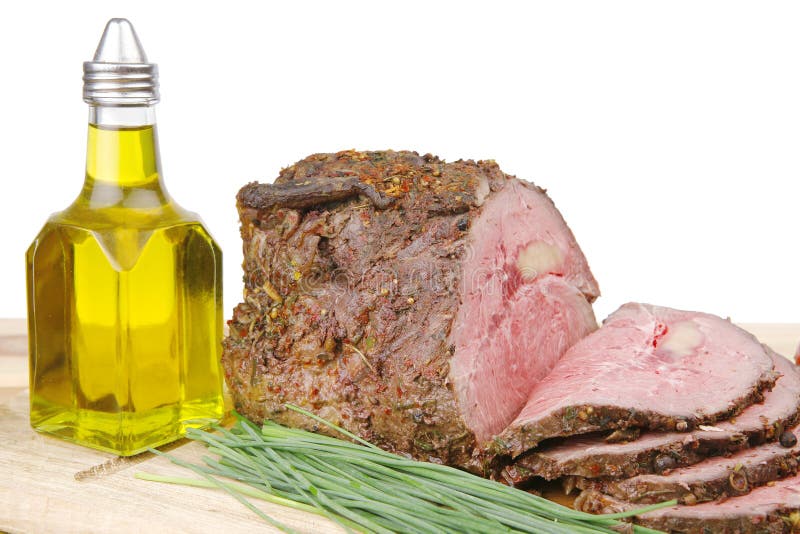 Roasted Meat Served on Wood Stock Photo - Image of cooking, fork: 16025806