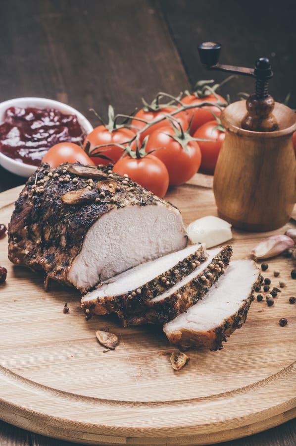 Roasted meat stock image. Image of baked, beef, pork - 73609593
