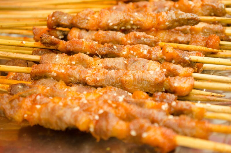 Roasted mutton cubes stock photo. Image of cabob, bamboo - 25491328