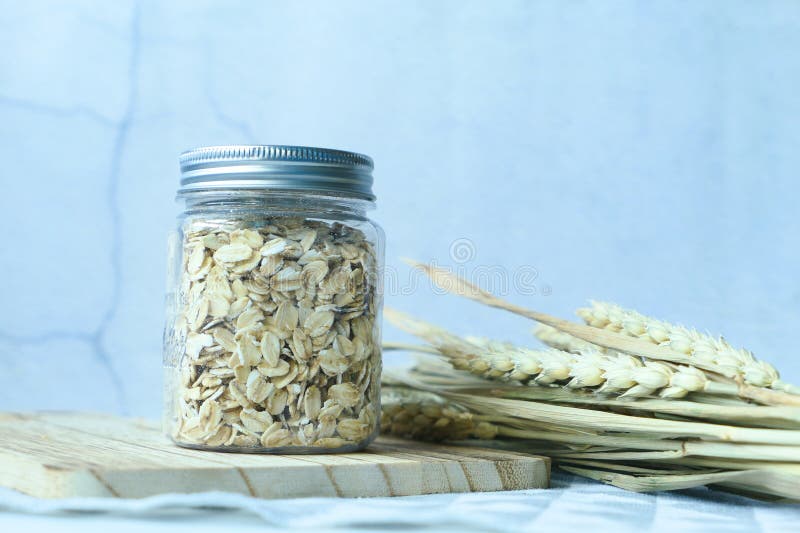 Roasted Oats Flakes in a Jar on Table Stock Photo - Image of vegan ...