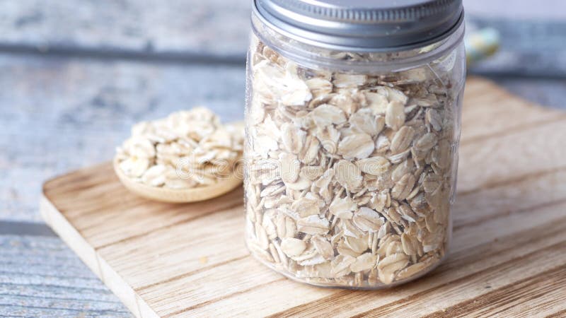 Roasted Oats Flakes in a Jar on Table Stock Video - Video of meal ...