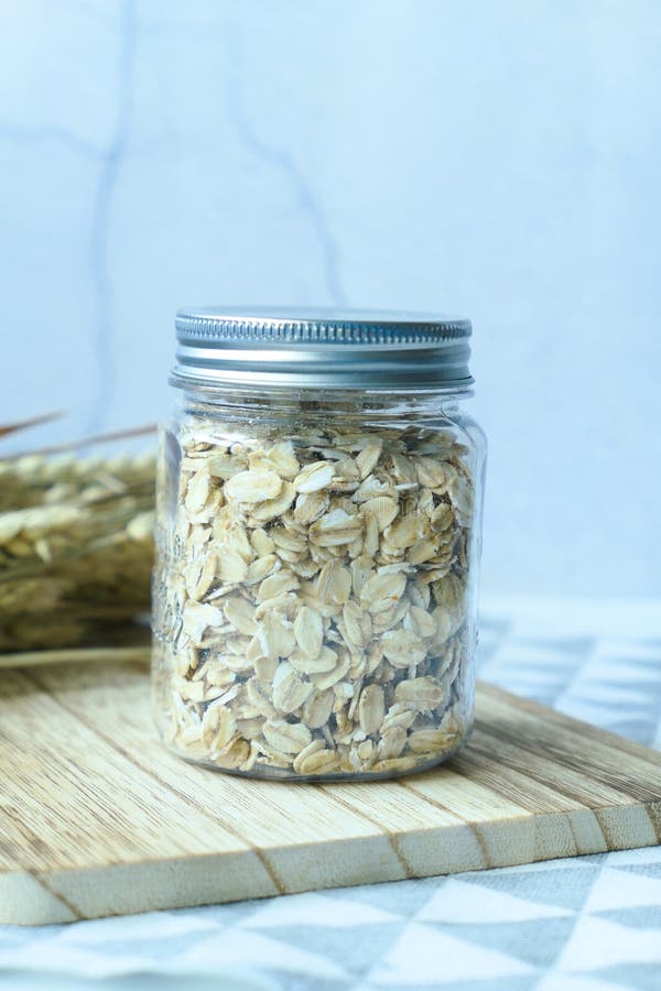 Roasted Oats Flakes in a Jar on Table Stock Photo - Image of flake ...
