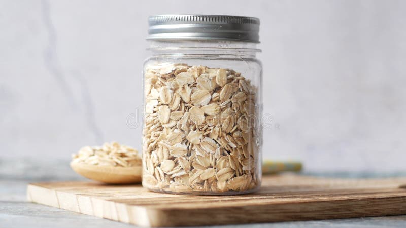 Roasted Oats Flakes in a Jar on Table Stock Video - Video of flake ...