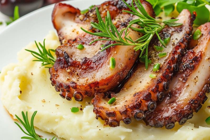 Octopus Dish. Roasted Octopus Stock Illustration - Illustration of ...