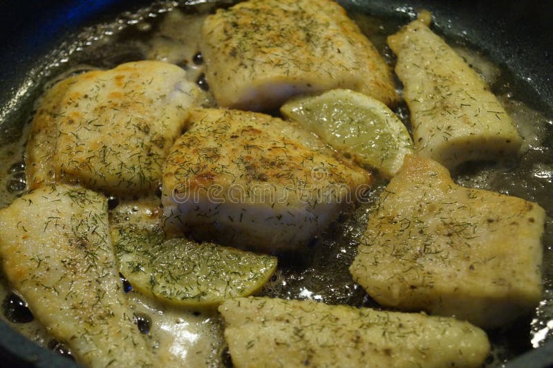 Roasted pan fish stock image. Image of cook, dish, food - 104868653