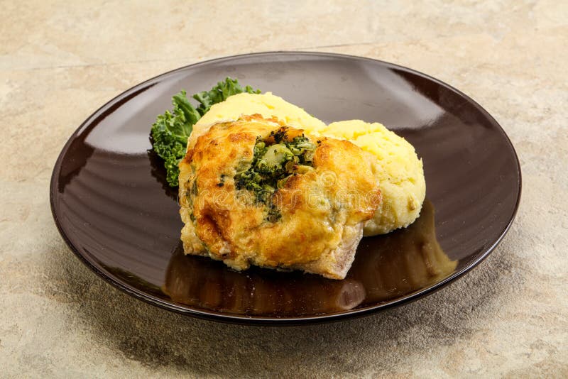 Roasted Pangasius Fillet with Mashed Potato Stock Photo - Image of ...