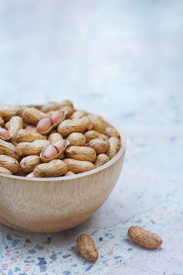 Roasted Peanut, Snack, in Classic Wooden Bowl Stock Photo - Image of ...