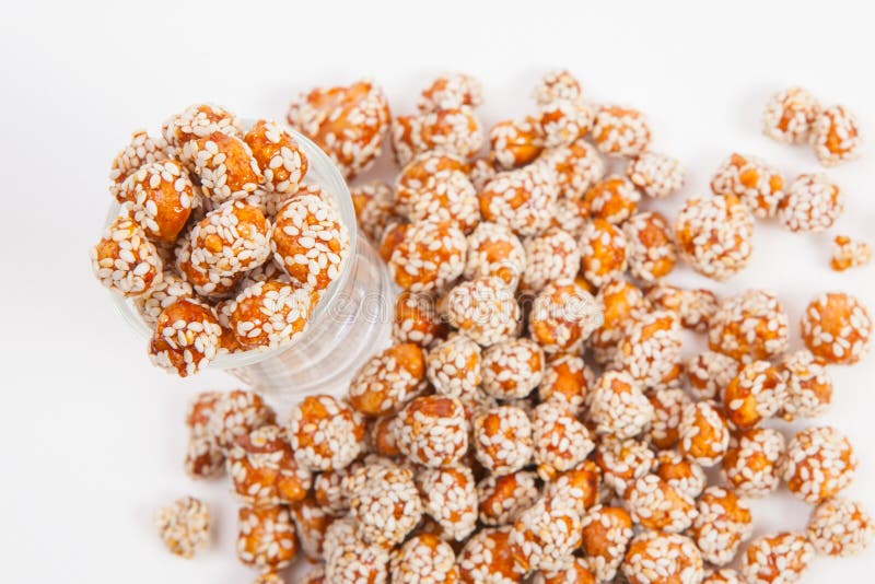 Roasted Peanuts Coated with Sugar and Sesame. Stock Image - Image of ...