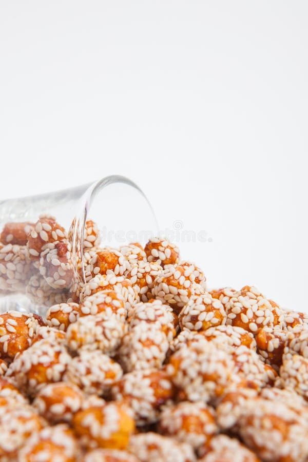 Roasted Peanuts Coated with Sugar and Sesame. Stock Photo - Image of ...