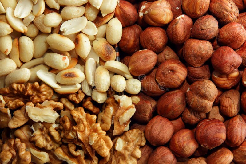 Roasted Peanuts, Walnuts and Hazelnuts Close-up Stock Photo - Image of ...