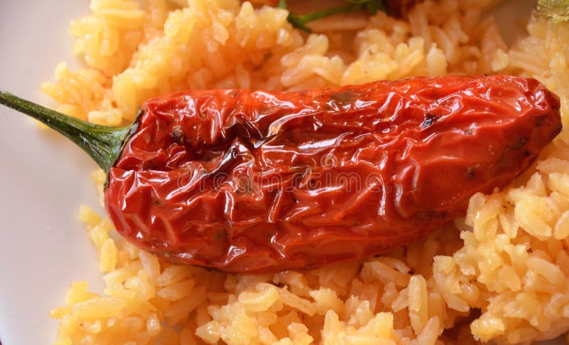 Roasted Pepper on Rice stock image. Image of meal, spicy - 153141301