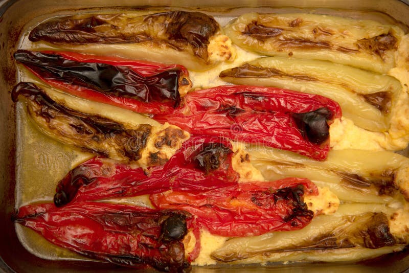 Roasted Peppers with Cheese Stock Image - Image of snack, appetizer ...