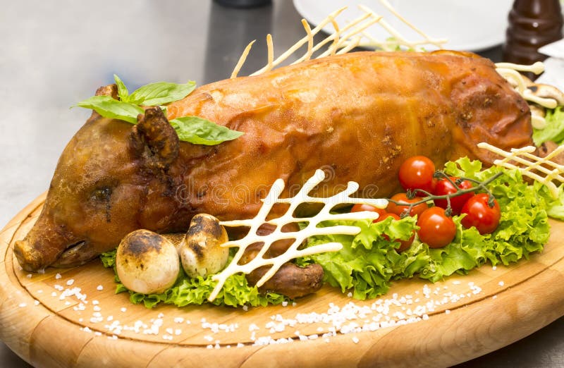 Roasted pig stock photo. Image of table, roast, decoration - 50336208