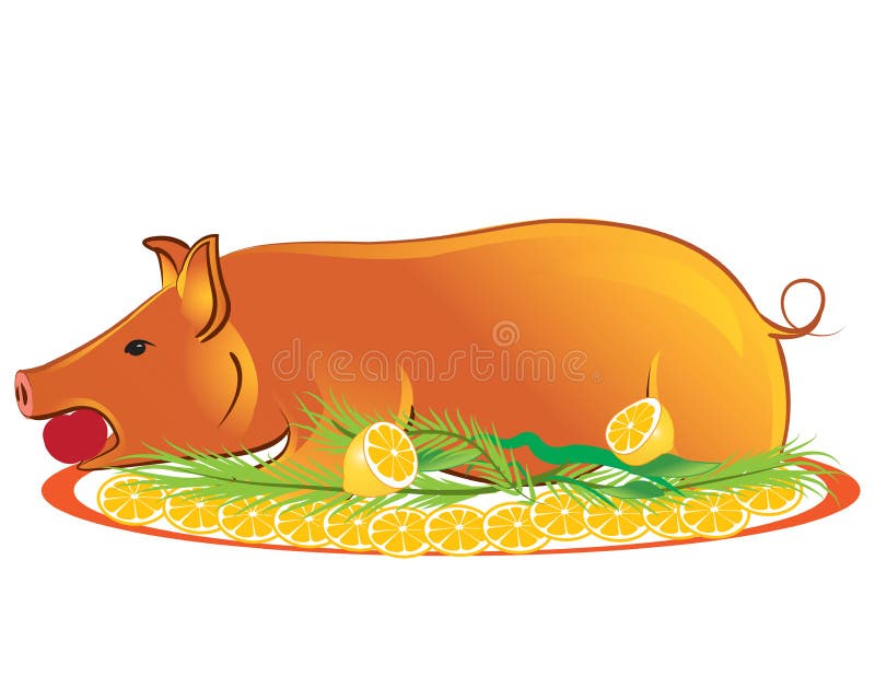 Roasted pig stock vector. Illustration of outline, caricature - 28588339