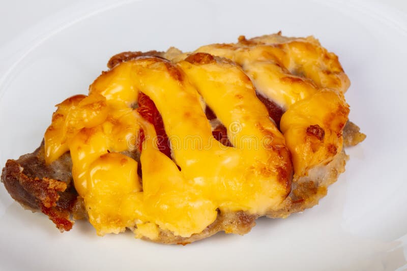 Roasted pork with cheese stock image. Image of cuisine - 121395543