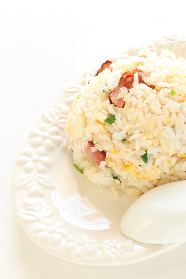 Roasted Pork and Egg Fried Rice Stock Photo - Image of chinese, copy ...