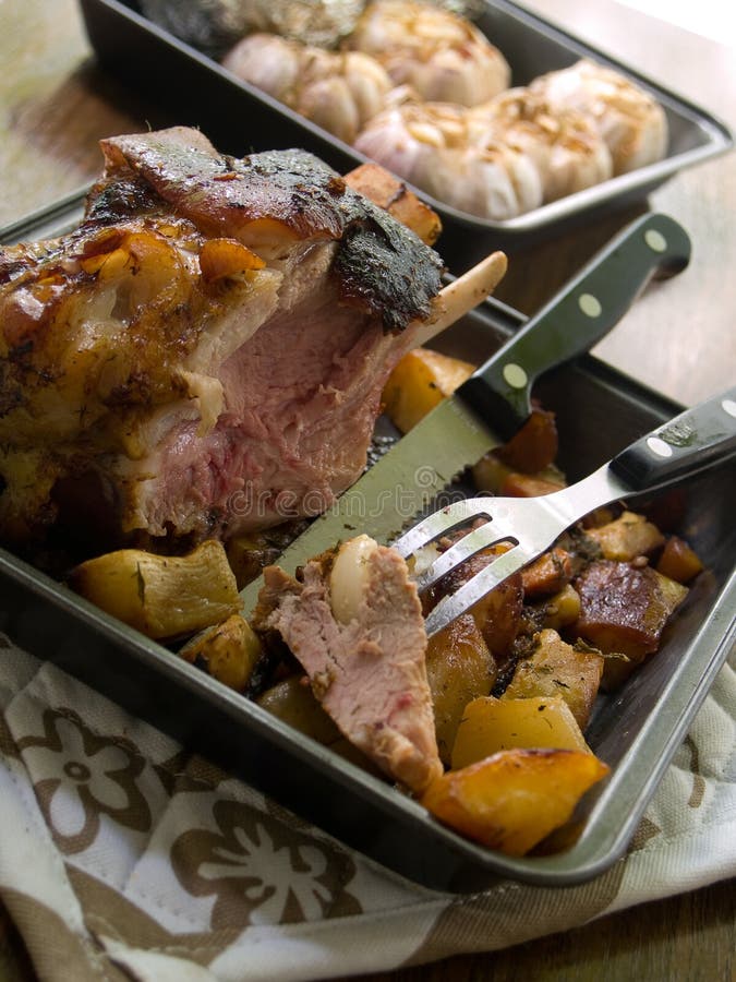 Roasted pork knuckle stock photo. Image of vegetable - 16167606