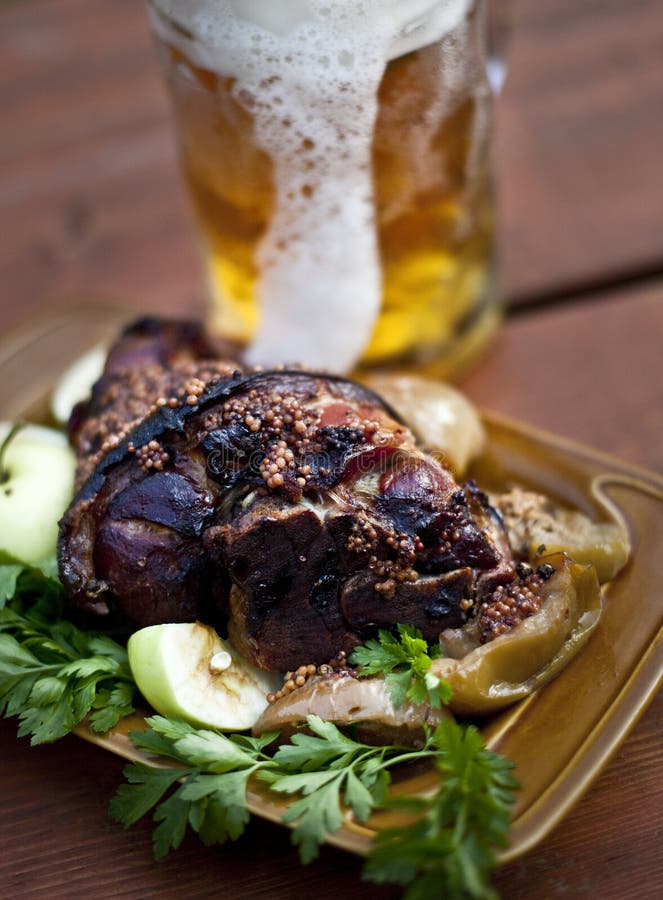 Roasted Pork Knuckle With Beer And Parsley Stock Image - Image of ...