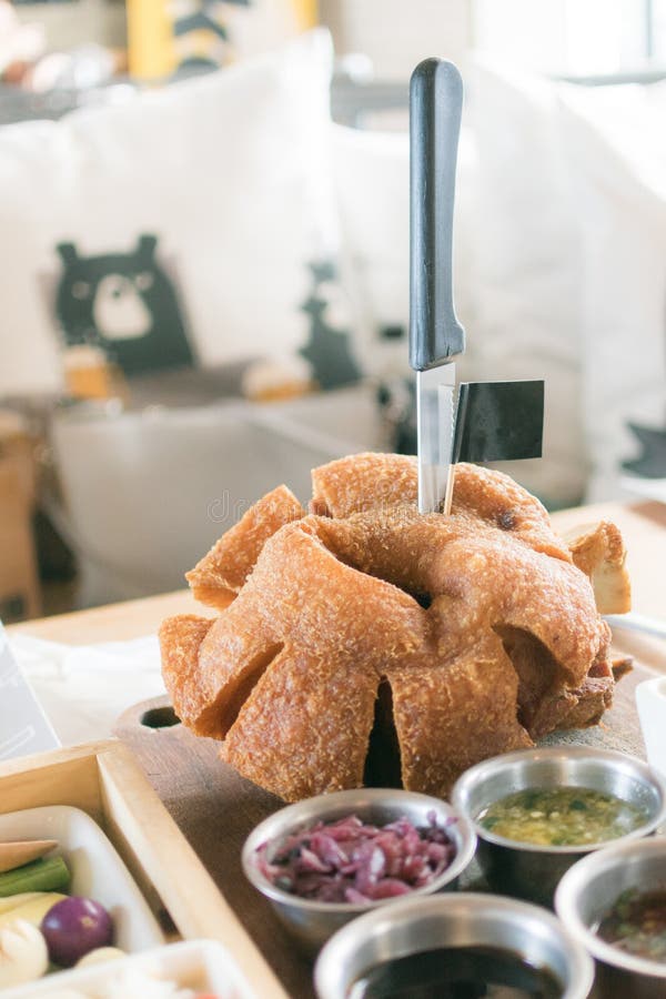 Roasted Pork Knuckle Food Brown Stock Image - Image of plate, potato ...