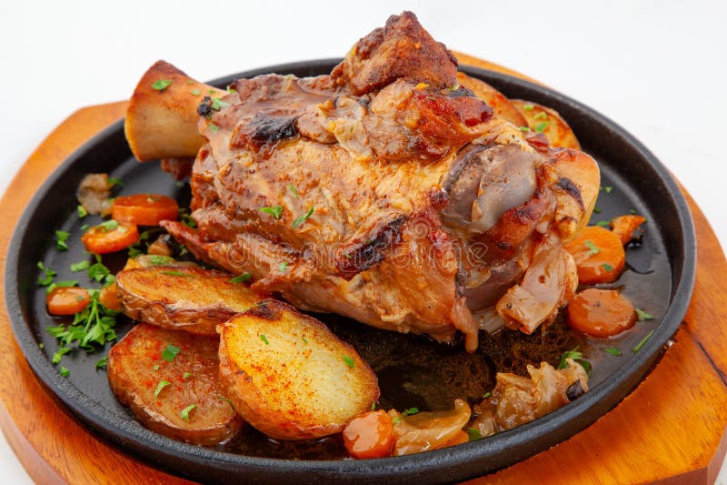 Roasted Pork Leg (knuckle) with Vegetables Stock Image - Image of ...