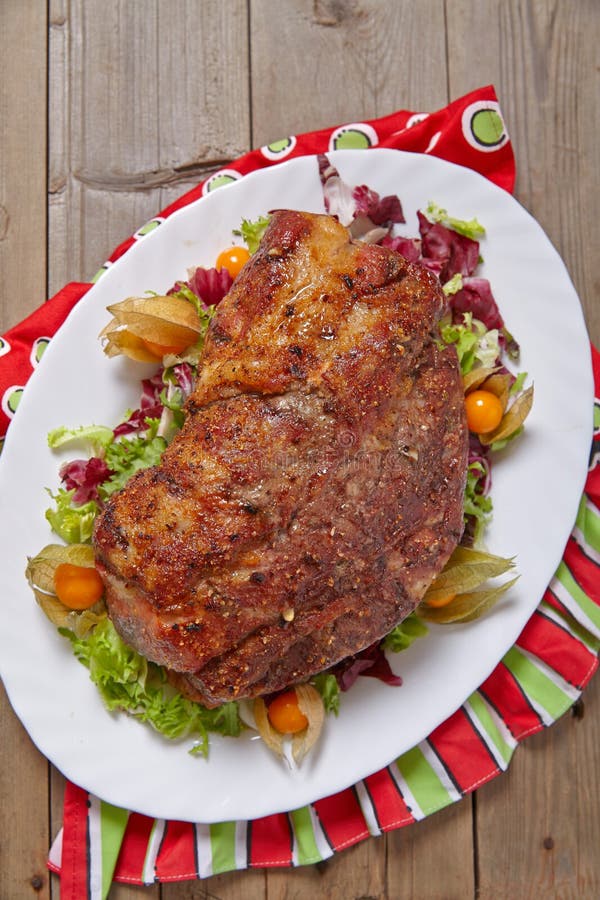 Roasted pork neck stock image. Image of gourmet, cooked - 62732945