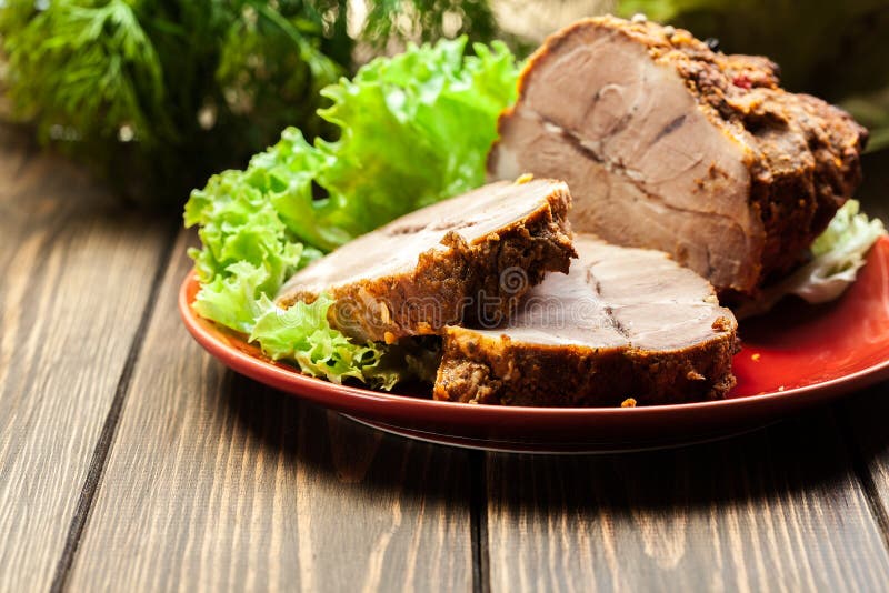 Roasted Pork Neck with Spice Stock Photo - Image of braised, baked ...