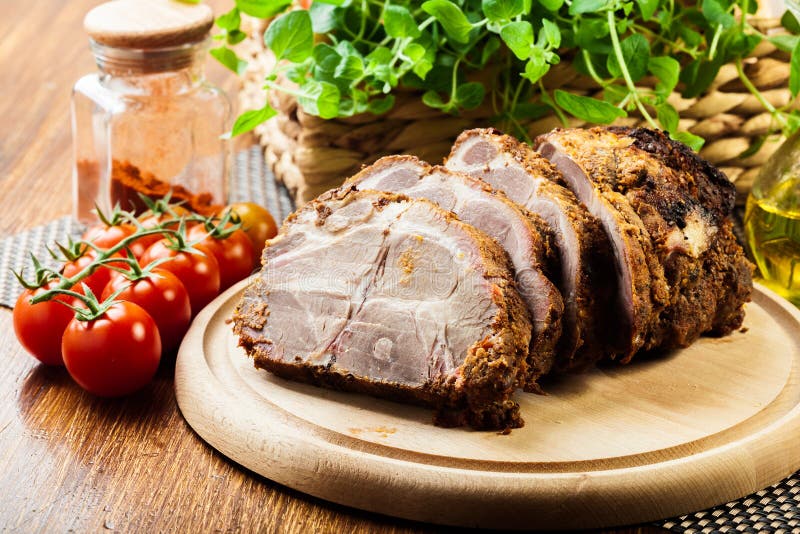 Roasted Pork Neck With Spices Stock Image - Image of lunch, meat: 85761361