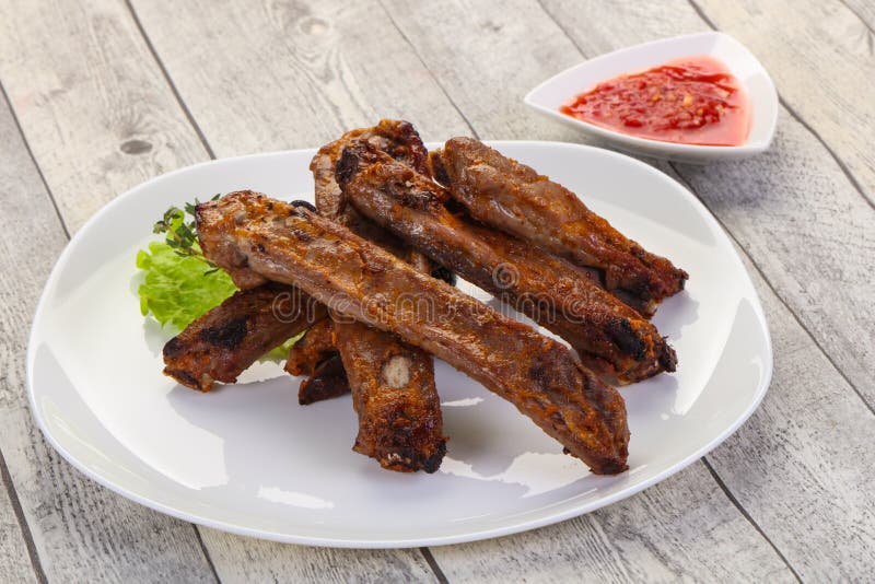 Roasted pork ribs stock photo. Image of barbecue, dinner - 178709834