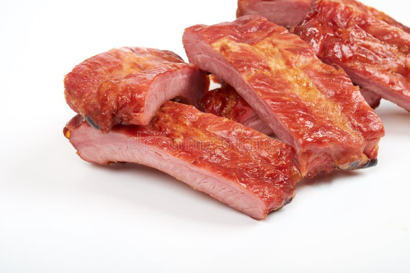 Roasted Pork Ribs on White Background Stock Photo - Image of nutrition ...