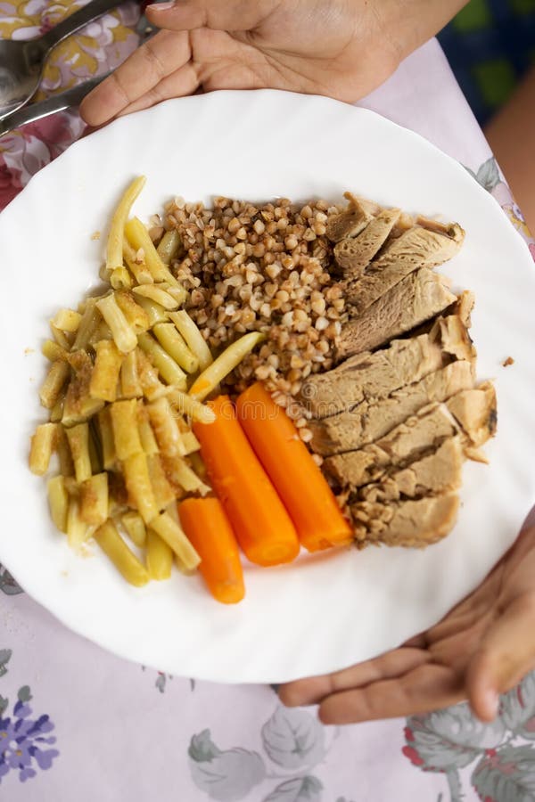 Roasted Pork Shoulder with Buckwheat, Cooked Beans and Carrots Stock ...