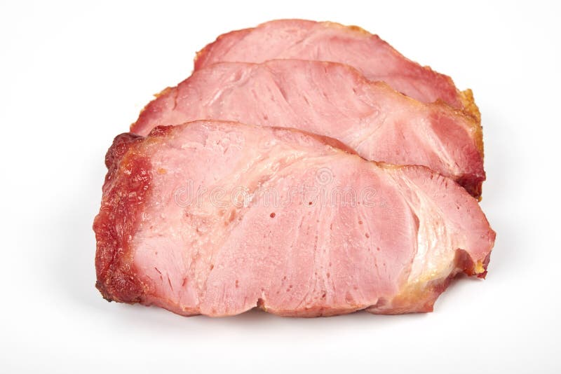 Roasted Pork Slices Isolated on White Background Stock Image - Image of ...