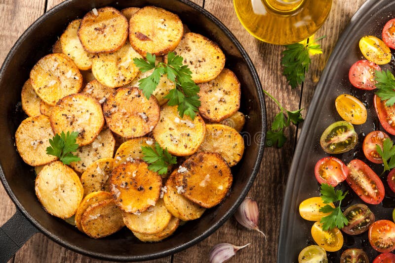 Roasted Potato with Cherry Tomatoes Stock Image - Image of tomato ...