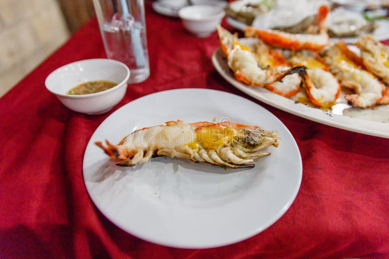 Roasted Prawns Cut in Half stock image. Image of seafood - 71748287