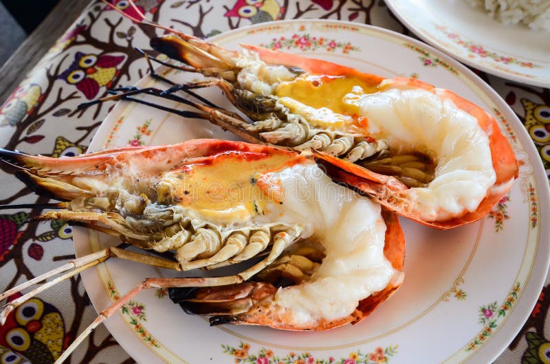 Roasted Prawns Cut in Half stock photo. Image of cuisine - 72236354