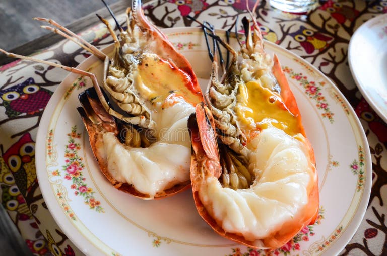 Roasted Prawns Cut in Half stock photo. Image of delicious - 72236616