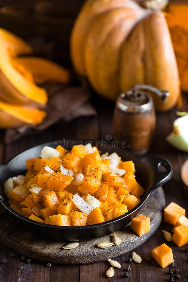 Roasted pumpkin and onion stock image. Image of ripe - 84622311