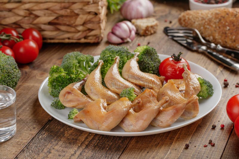 Roasted Quail Wings with Vegetables Stock Image - Image of cuisine ...