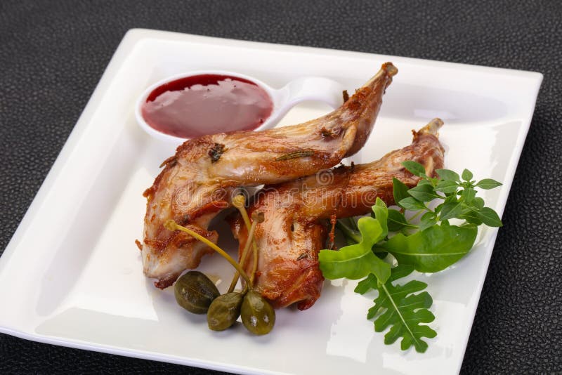 Roasted rabbit legs stock image. Image of diet, garnish - 179746035