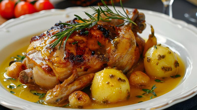 Roasted Rabbit with Mustard Sauce Stock Illustration - Illustration of ...