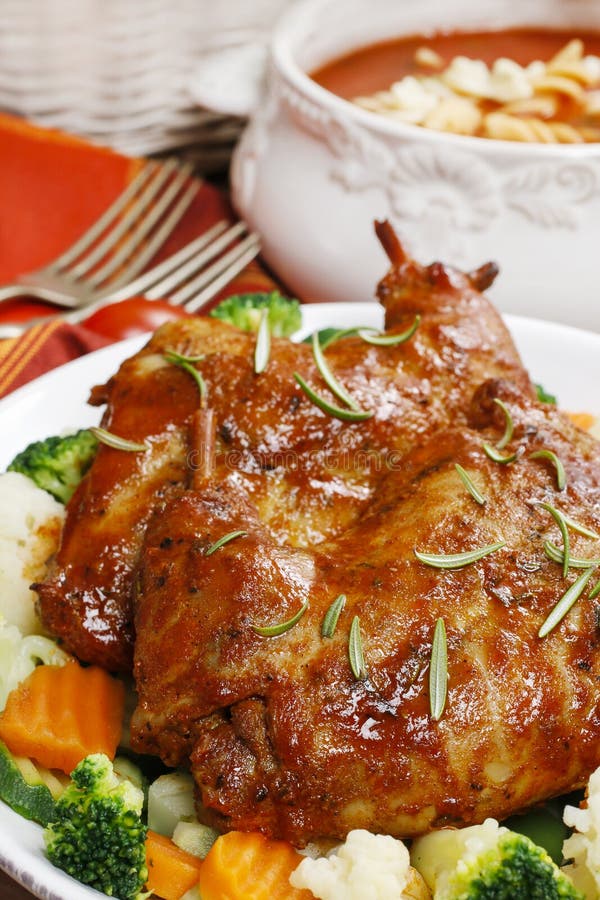 Roasted Rabbit with Vegetables Stock Photo - Image of green, meal: 47270940