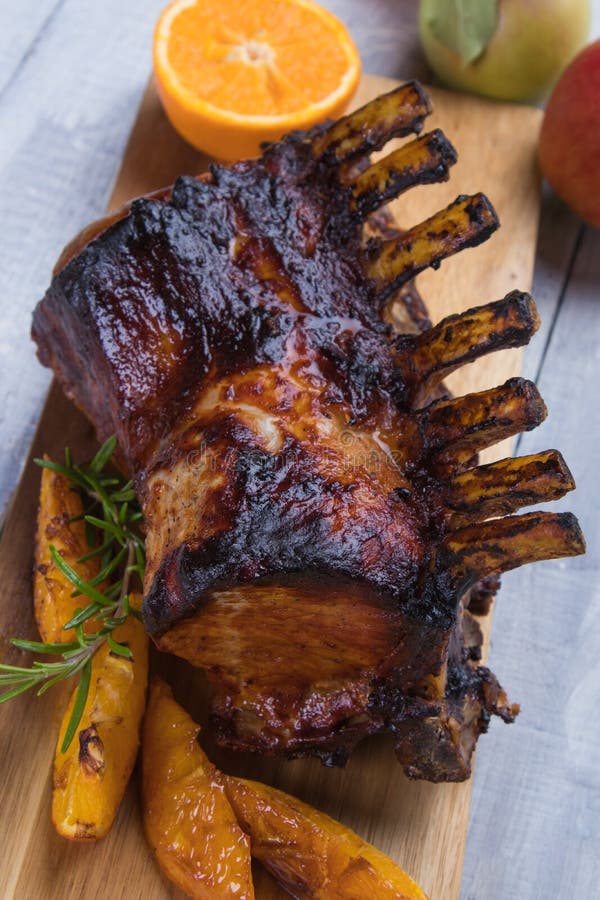 Roasted rack of pork stock photo. Image of prepared - 127645562