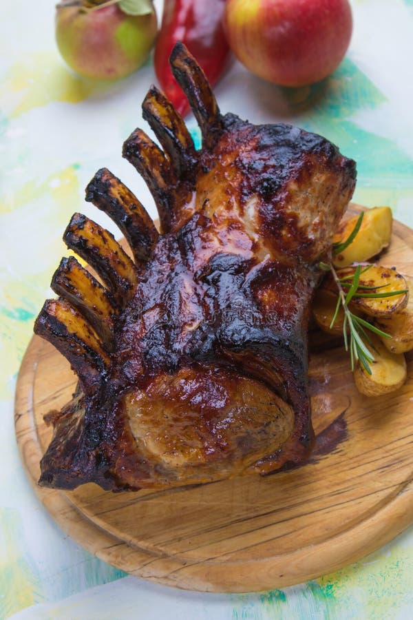 Roasted rack of pork stock image. Image of food, prepared - 127645899
