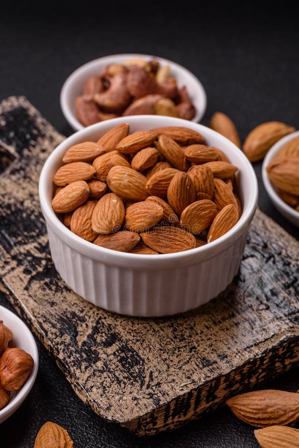 Roasted or Raw Peeled Almonds in Bowl Stock Photo - Image of harvest ...