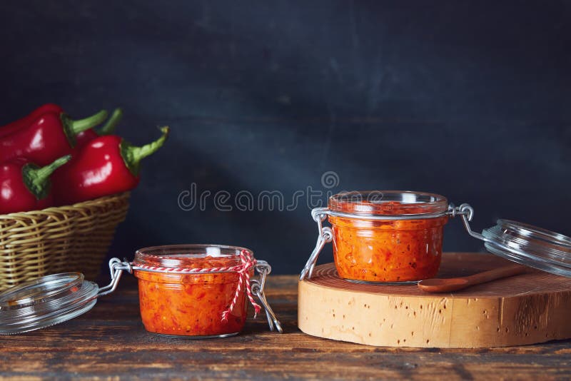 Roasted Red Pepper Relish Ajvar Stock Photo - Image of condiment, fresh ...