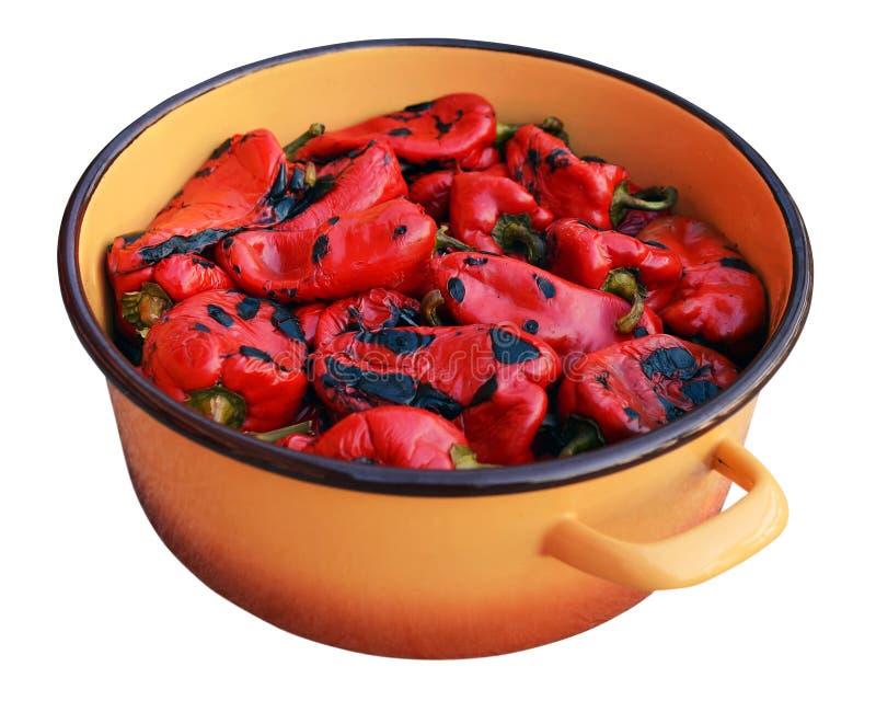 Roasted red peppers stock photo. Image of fork, roasted - 26170778