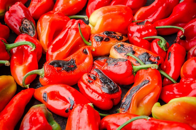 Roasted Red Peppers stock photo. Image of crust, grill - 57989496