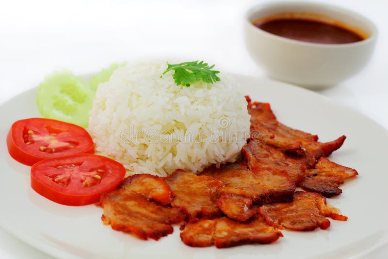 Roasted red pork. stock photo. Image of food, isolated - 29689248