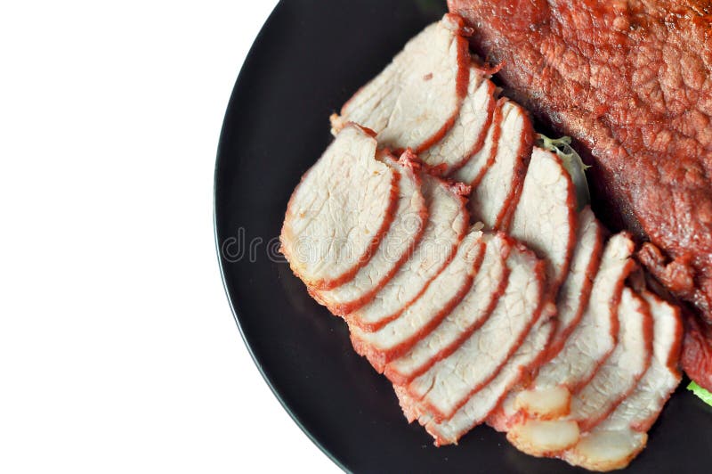 Roasted red pork stock photo. Image of grilled, noodles - 108467036
